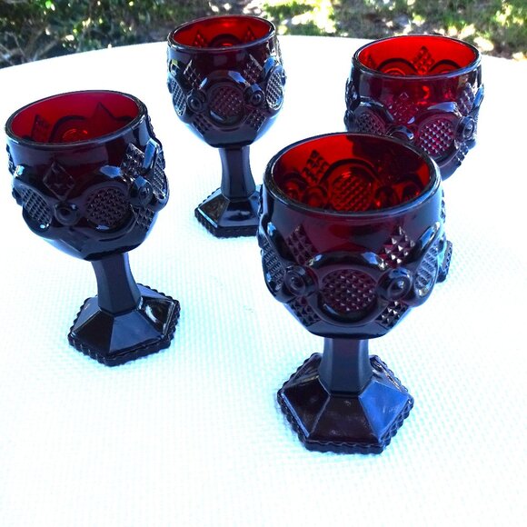 Avon | Dining | 876 Avon Cape Cod Ruby Red Wine Goblets Set Of 4 | Poshmark